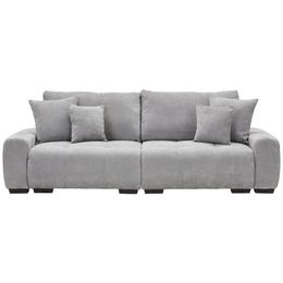 CARRYHOME Bigsofa, Hellgrau, Kunststoff, 3-Sitzer, F&uuml;llung: Hohlfaser, Schaumstoffflocken, 250x100x90 cm, R&uuml;cken echt, Wohnzimmer, Sofas & Couches, Sofas, Bigsofas