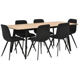 Livetastic Tischgruppe, Schwarz, Eiche, Holz, Metall, Textil, Pappel, Sperrholz, rechteckig, Flachrohr, Esszimmer, Tische, Esstische