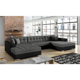 P & B Wohnlandschaft, Schwarz, Dunkelgrau, Kunststoff, 5-Sitzer, 359x165 cm, Made in EU, Liegefunktion, Wohnzimmer, Sofas & Couches, Wohnlandschaften