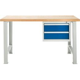 Sch&auml;fer Shop Modulare Werkbank Sch&auml;fer Shop Select, Grundeinheit, Buche Multiplexplatte, bis 500 kg, B 1500 x T 700 x H 840 mm, Enzianblau ral 5010