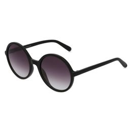 Fielmann MI 035 SUN FA | Damen-Sonnenbrille | Fassung: Vollrand, Rund, Kunststoff, Schwarz Gl&auml;nzend | Glasfarbe: Grau Verlaufend