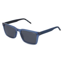 HUGO BOSS Hugo HG 1392/S | Herren-Sonnenbrille | Fassung: Vollrand, Eckig, Kunststoff, Blau | Glasfarbe: Grau