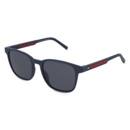Tommy Hilfiger TH 2202/S | Herren-Sonnenbrille | Fassung: Vollrand, Eckig, Kunststoff, Blau Rot | Glasfarbe: Grau