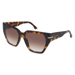 Victoria Beckham VB 7002/S | Damen-Sonnenbrille | Fassung: Vollrand, Quadratisch, Acetat, Braun Havanna | Glasfarbe: Braun