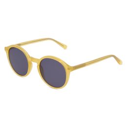 Fielmann ABC 073 SUN FA LEO | Unisex-Sonnenbrille | Fassung: Vollrand, Rund, Acetat Spritzguss, Gelb Gl&auml;nzend | Glasfarbe: Blaugrau