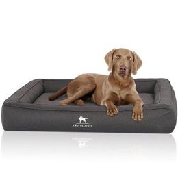 Knuffelwuff Orthop&auml;disches Hundebett aus Velours mit Handwebcharakter Yukon anthrazit XL