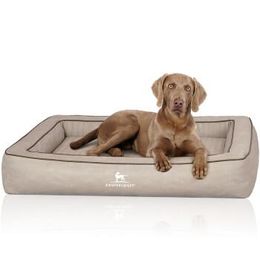 Knuffelwuff Orthop&auml;disches Hundebett aus Laser gestepptem Kunstleder Montego grau XL