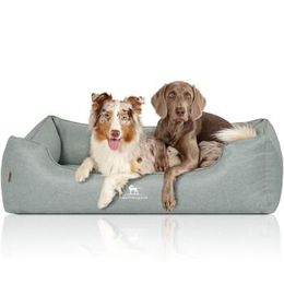 Knuffelwuff Orthop&auml;disches Hundebett Luisa aus Velours mit feinem Handwebcharakter Sunshine Edition petrol XXL