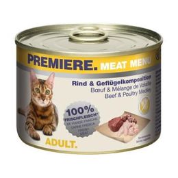Premiere Meat Menu Nassfutter Katze Adult Rind und Gefl&uuml;gelkomposition 24x200 g