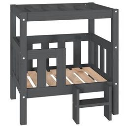 vidaXL erh&ouml;htes Hundebett aus Kiefernholz grau 43 cm, 70 cm, 43 cm