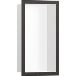 Hansgrohe XtraStoris Wandnische 56096340 30x15x10cm, mit Designrahmen, mattwei&szlig;, brushed black chrome