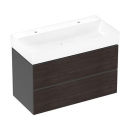 Hansgrohe Xevolos E Waschtischunterschrank 54183730 980x555x475mm, 2 Schubladen, schiefergrau matt, Eiche dunkel