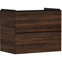 Hansgrohe Xelu Q Waschtischunterschrank 54030670 780x605x475mm, 2 Schubladen, Nussbaum dunkel, mattschwarz