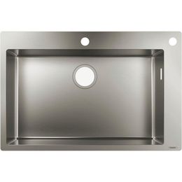 Hansgrohe S712-F660 Einbausp&uuml;le 43308800 edelstahl, 1 Hauptbecken, Hahnloch/Loch vorgebohrt
