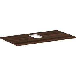Hansgrohe Xelu Q Konsole 54121630 980 x 550 mm, Ausschnitt mittig, Aufsatzwaschtisch mit Hahnloch, Nussbaum dunkel