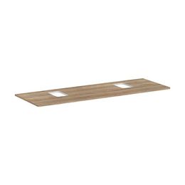 Hansgrohe Xelu Q Konsole 54126230 1560 x 550 mm, 2 Ausschnitte, Aufsatzwaschtisch mit Hahnloch, Eiche Natur