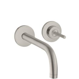 Hansgrohe Axor Uno Fertigmontageset 38116800 Unterputz-Waschtischarmatur, Pin-Griff, Rosetten, Ausladung 225 mm, Edelstahl-Optik