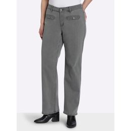 sheego Gro&szlig;e Gr&ouml;&szlig;en Gerade Jeans bei schmalerer Taille und viel Po, grey denim, Gr&ouml;&szlig;e 58 - Damen