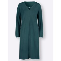 WITT Damen Jerseykleid mit Zierperlen am Ausschnitt, petrol, Gr&ouml;&szlig;e 36
