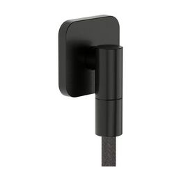 Hansgrohe FixFit Fine Q Wandanschluss 28884340 mit R&uuml;ckflussverhinderer, Q, softsquare, brushed black chrome