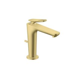 Hansgrohe Axor Citterio C CoolStart 125 Waschtischarmatur 49031950 mit Zugstangen-Ablaufgarnitur, Cubic cut, Brushed Brass
