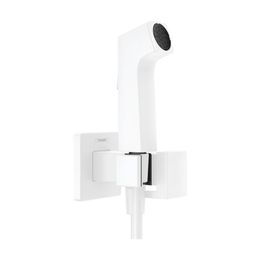 Hansgrohe Bidette Handbrause 1jet 29233700 EcoSmart, mit Duschkopfhalterung und Duschschlauch 125 cm, Mattwei&szlig;