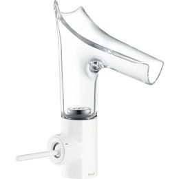 Hansgrohe Axor Starck V 140 Waschtischarmatur 12112450, wei&szlig;, Glasauslauf, Joystick