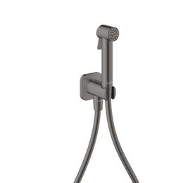Hansgrohe AXOR Bidette Showers Bidette Duschkopf 29241330 1 Strahlart softsquare f&uuml;r Kaltwasser mit Duschkopfhalterung und Duschschlauch 1,25 m, Polished Black Chrome