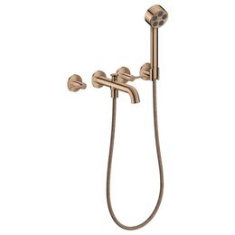 Hansgrohe AXOR One 3-Loch Wannenarmatur 48444300 Unterputz, Ausladung 220mm, mit Handbrause, mit Hebelgriff, polished red gold
