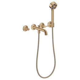 Hansgrohe AXOR One 3-Loch Wannenarmatur 48444140 Unterputz, Ausladung 220mm, mit Handbrause, mit Hebelgriff, brushed bronze