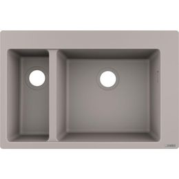Hansgrohe Einbausp&uuml;le 43315380 770 x 510 mm, 1 Haupt- und Zusatzbecken, betongrau