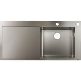 Hansgrohe S717-F450 Einbausp&uuml;le 43307800 Edelstahl, 1 Becken, Abtropffl&auml;che, Hahnloch/Loch