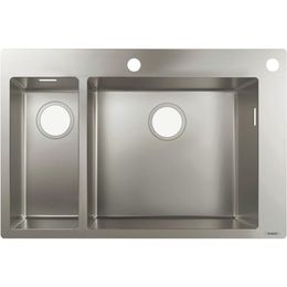 Hansgrohe S712-F655 Einbausp&uuml;le 43310800 edelstahl, 180x450mm, 1 Haupt- und Zusatzbecken