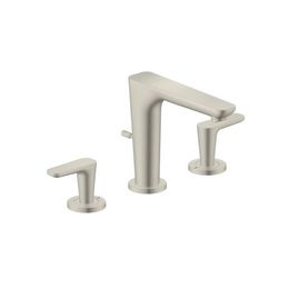 Hansgrohe Axor Citterio C 3-Loch Waschtischarmatur 125, 49060800 mit Zugstangen-Ablaufgarnitur, Edelstahl Optik