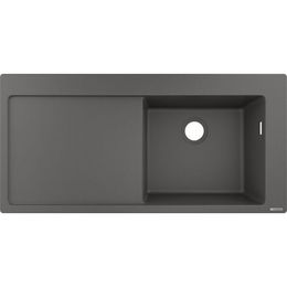 Hansgrohe Einbausp&uuml;le 43314290 1050 x 510 mm, 1 Hauptbecken rechts, Abtropffl&auml;che, steingrau