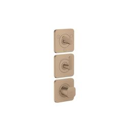 Hansgrohe Axor Citterio C Thermostatmodul 380/120, 49711310 cubic cut, Brushed Red Gold, Unterputz, mit Rosetten