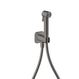 Hansgrohe AXOR Bidette Showers Bidette Duschkopf 29241340 1 Strahlart softsquare f&uuml;r Kaltwasser mit Duschkopfhalterung und Duschschlauch 1,25 m, Brushed Black Chrome