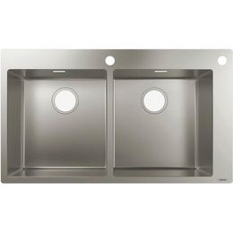 Hansgrohe S712-F765 Einbausp&uuml;le 43311800 edelstahl, 370x370mm, 2 Hauptbecken