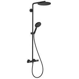 Hansgrohe Raindance S Duschsystem 28823670 1 Strahlart PowderRain wassersparend mit Thermostat, EcoSmart, 8 l/min, schwarz matt