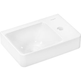 Hansgrohe Xelu Q Handwaschbecken 60314450 360x250mm, mit Hahnloch, ohne &Uuml;berlauf, Ablage rechts, wei&szlig;
