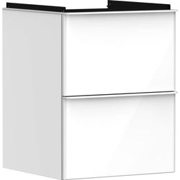 Hansgrohe Xelu Q Waschtischunterschrank 54019700 480x605x475mm, f&uuml;r Handwaschbecken, 2 Schubladen, wei&szlig; hochglanz, mattwei&szlig;