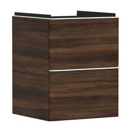 Hansgrohe Xelu Q Waschtischunterschrank 54022700 480x605x475mm, f&uuml;r Handwaschbecken, 2 Schubladen, Nussbaum dunkel, mattwei&szlig;