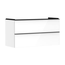 Hansgrohe Xelu Q Waschtischunterschrank 54035670 1180x605x475mm, 2 Schubladen, wei&szlig; hochglanz, mattschwarz