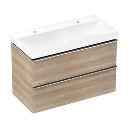 Hansgrohe Xelu Q Waschtischunterschrank 54033000 980x605x475mm, 2 Schubladen, Eiche Natur, chrom