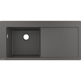 Hansgrohe Einbausp&uuml;le 43330290 1050 x 510 mm, 1 Hauptbecken links, Abtropffl&auml;che, steingrau