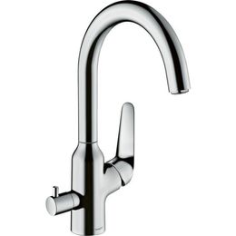Hansgrohe Focus M42 K&uuml;chenarmatur 220 1jet 71803000 chrom, schwenkbarer Auslauf 110&deg;, mit Ger&auml;teabsperrventil