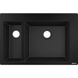 Hansgrohe Einbausp&uuml;le 43315170 770 x 510 mm, 1 Haupt- und Zusatzbecken, graphitschwarz
