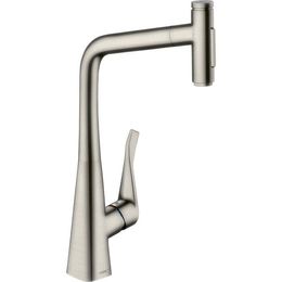 Hansgrohe Metris Select K&uuml;chenarmatur 73816800 Edelstahl-optik, mit Ausziehbrause, 2jet, sBox