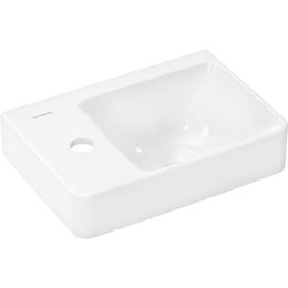 Hansgrohe Xelu Q Handwaschbecken 60315450 360x250mm, mit Hahnloch, ohne &Uuml;berlauf, Ablage links, wei&szlig;