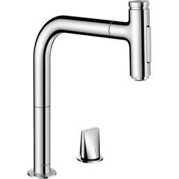 Hansgrohe Metris Select 2-Loch-K&uuml;chenmischer 73818000 chrom, 2jet, Ausziehbrause